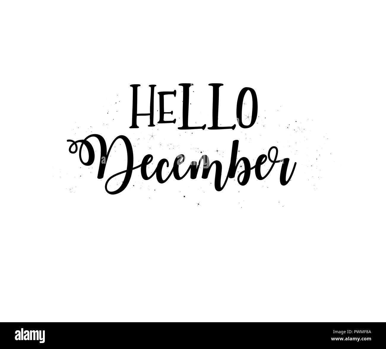 Hello December hand lettering on white background Stock Photo - Alamy