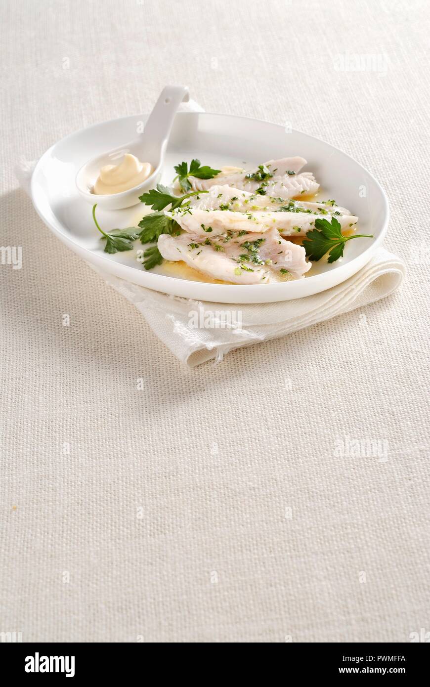 Rose fish fillets with Beurre blanc Stock Photo - Alamy