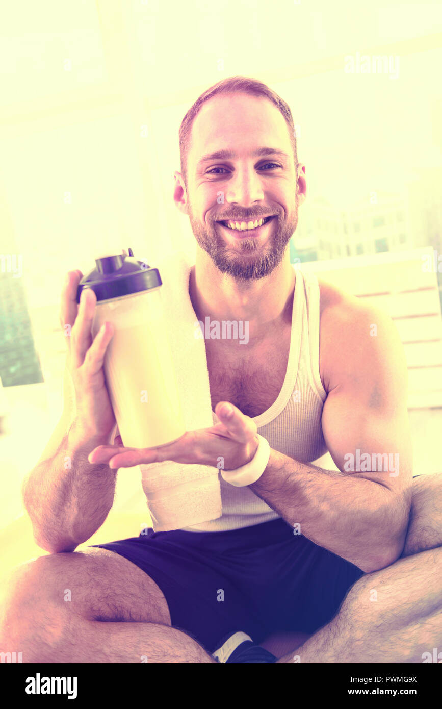 Joyful man in front camera hi-res stock photography and images - Alamy