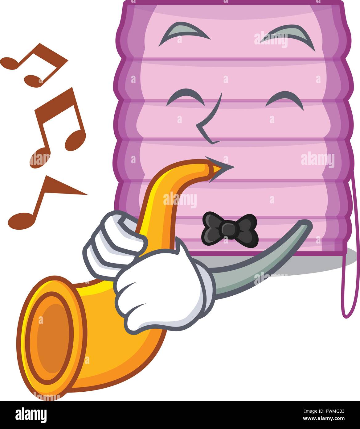 With trumpet new home window with blinds cartoon Stock Vector Image ...