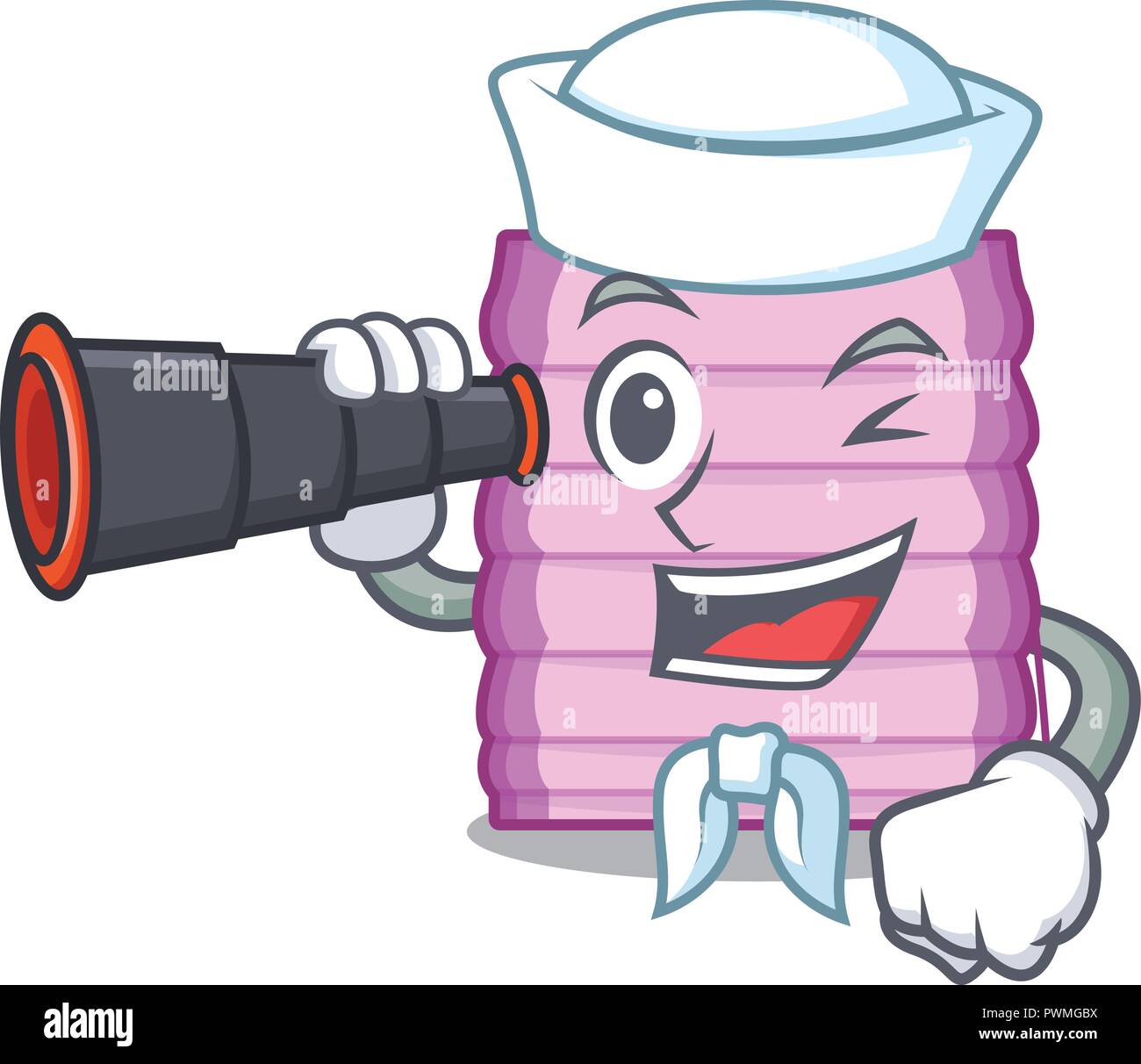 Sailor with binocular new home window with blinds cartoon Stock Vector ...