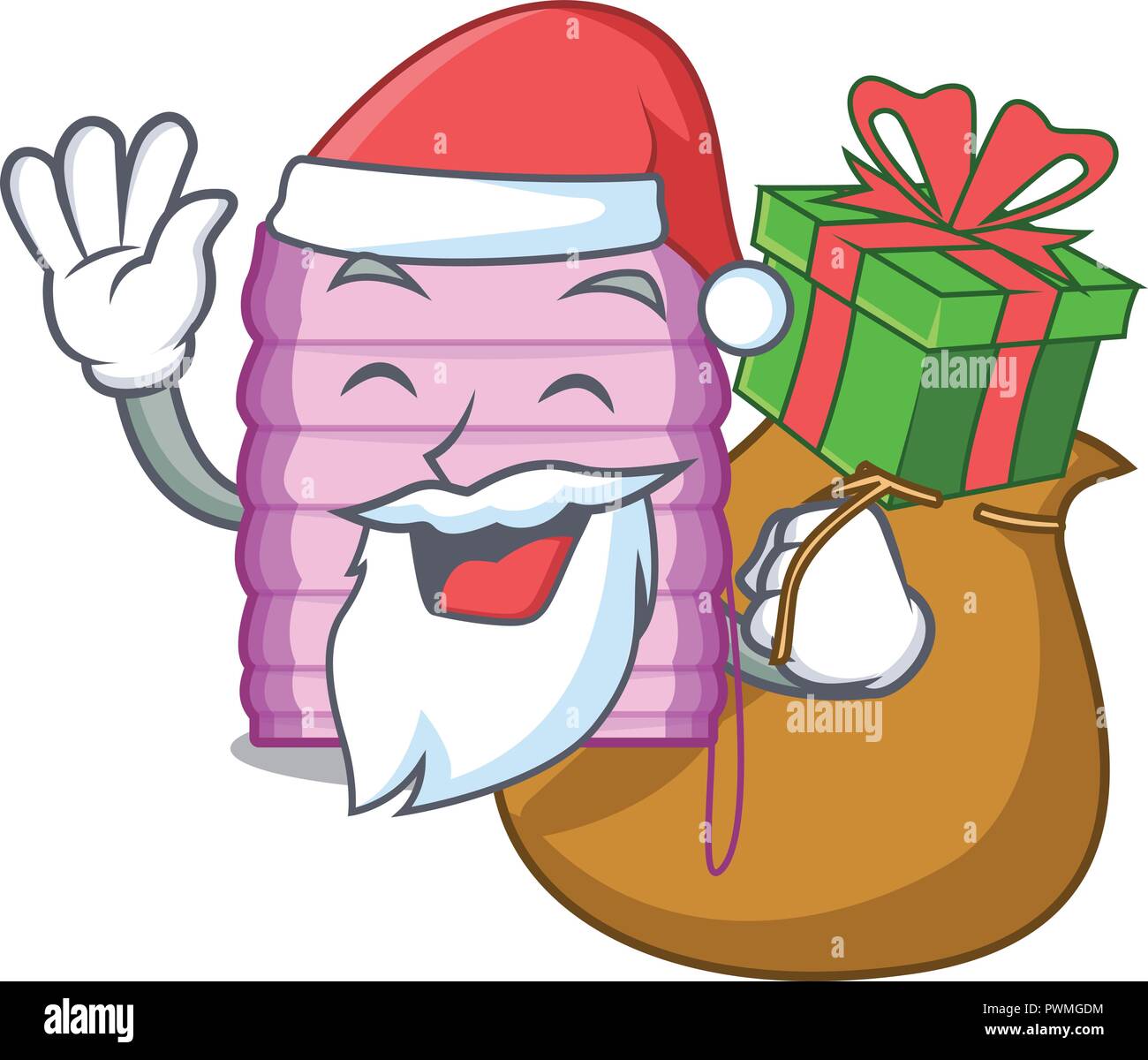 Santa with gift window with blinds isolated on mascot Stock Vector ...