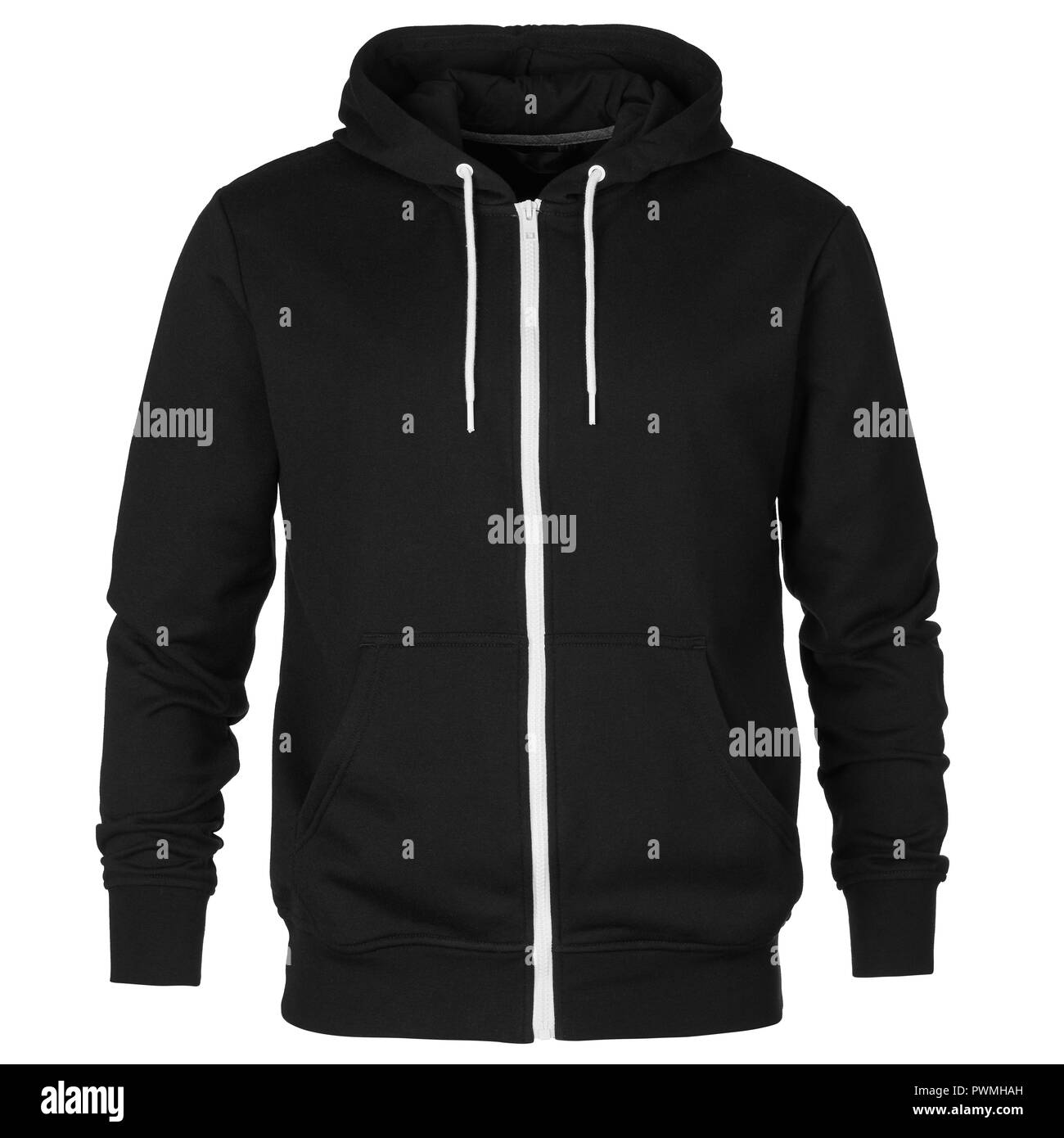 Black tracksuit with hood on white background Stock Photo - Alamy