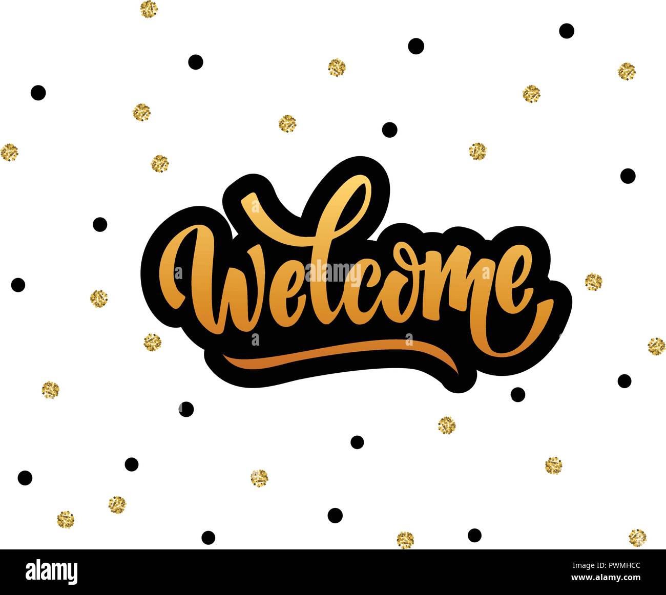 welcome lettering text. Modern calligraphy style illustration Stock ...