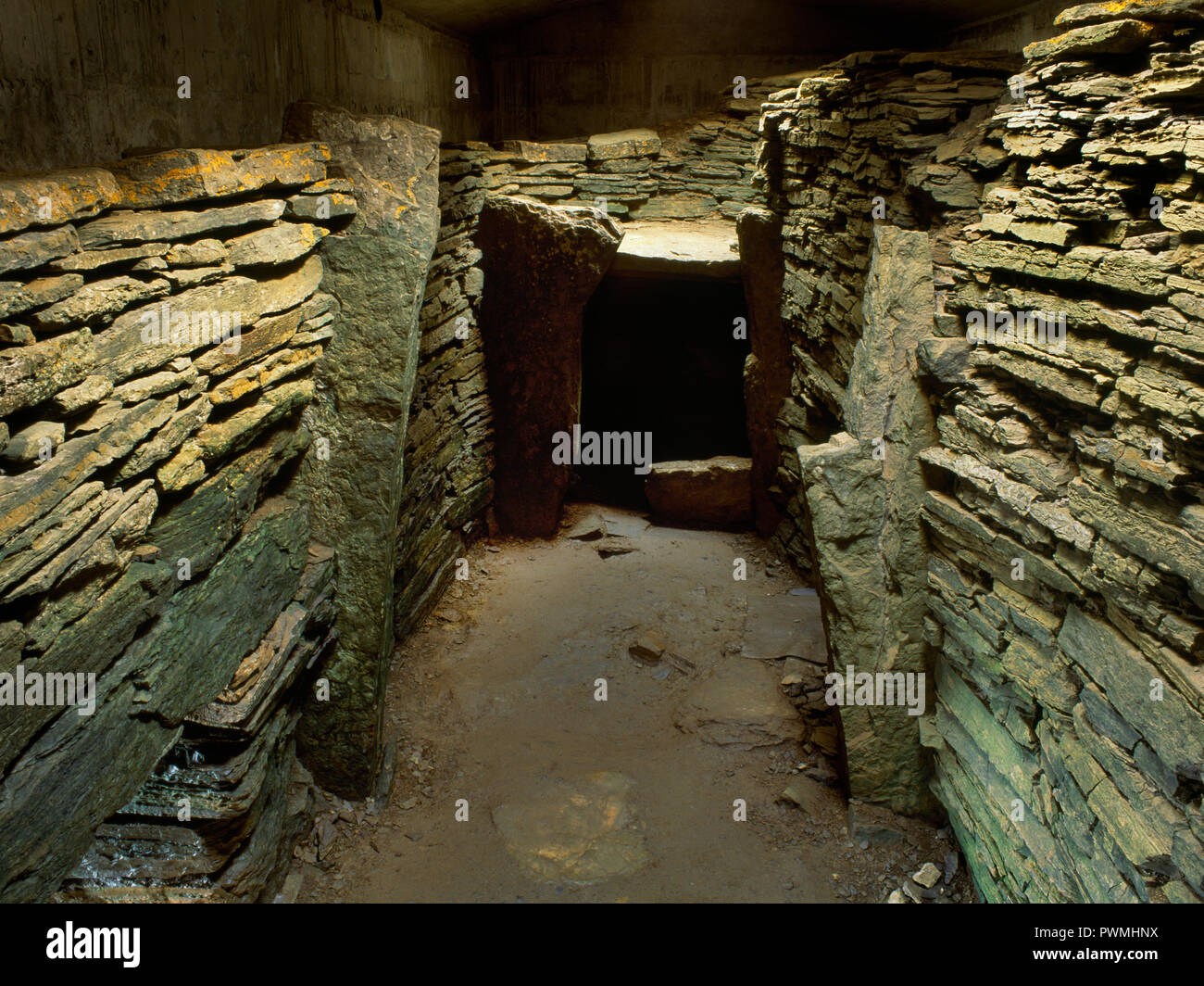 Interior view of S end of Isbister Neolithic chambered cairn, Orkney ...