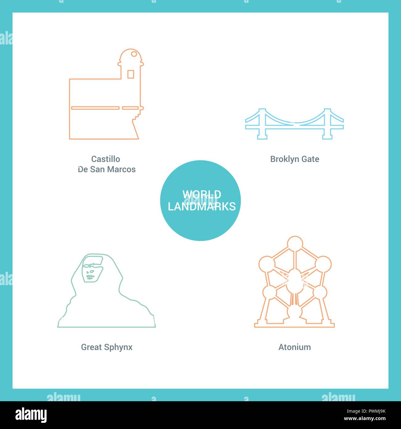 World Famous landmarks and monuments design with white background ...