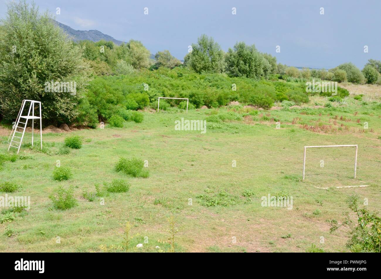 a makeshift football pitch at lake scutari skadar montenegro Stock ...
