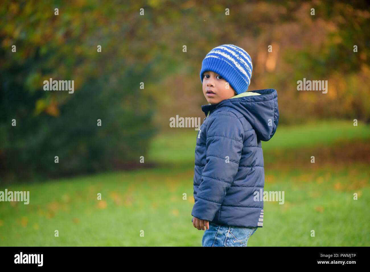 A child portrait outdoors in fall Stock Photo - Alamy