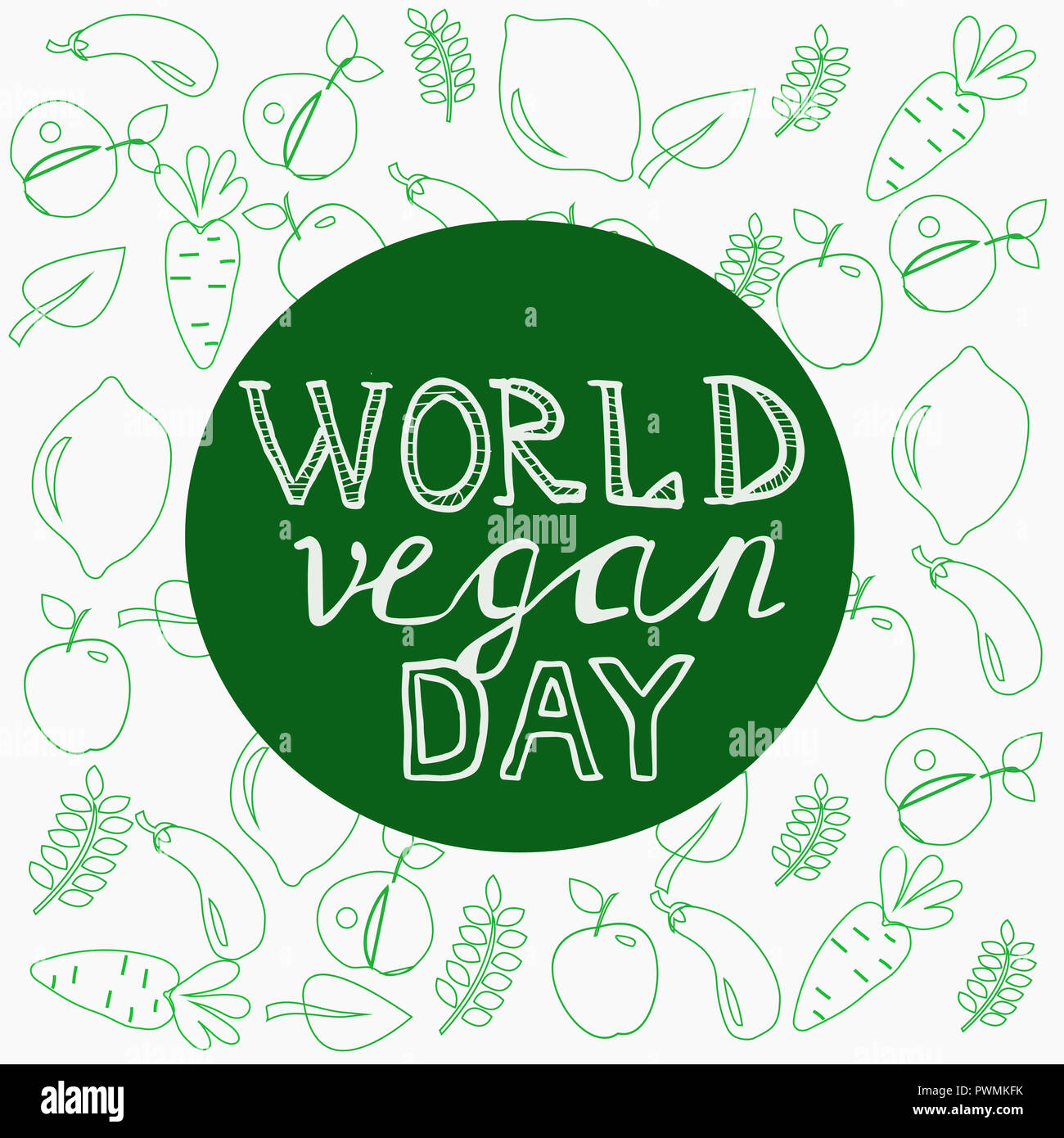 World Vegan day. Template, banner, poster with hand drawn lettering ...