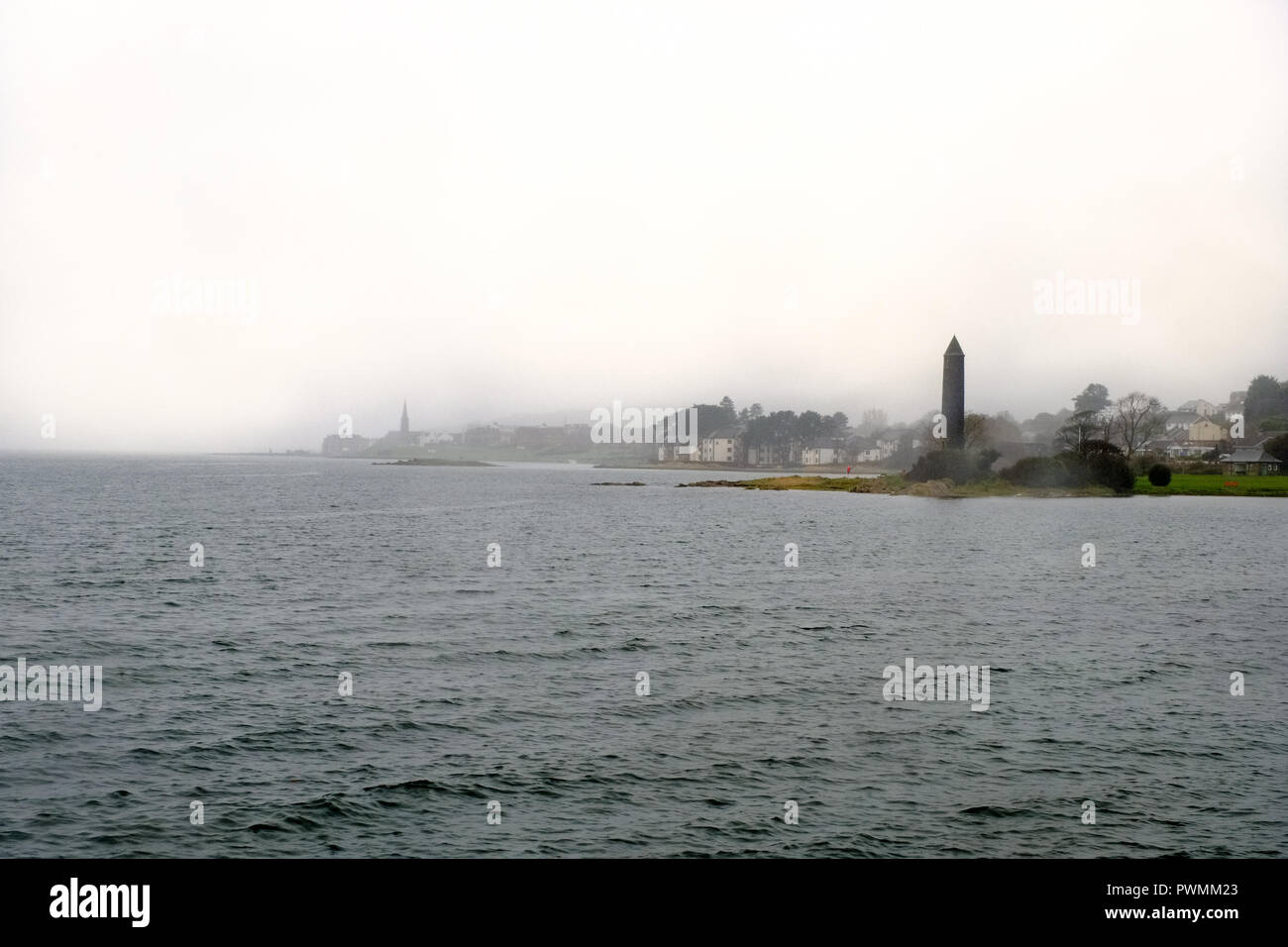 Scottish Town of Largs in October rain & mist covering the town. The ...