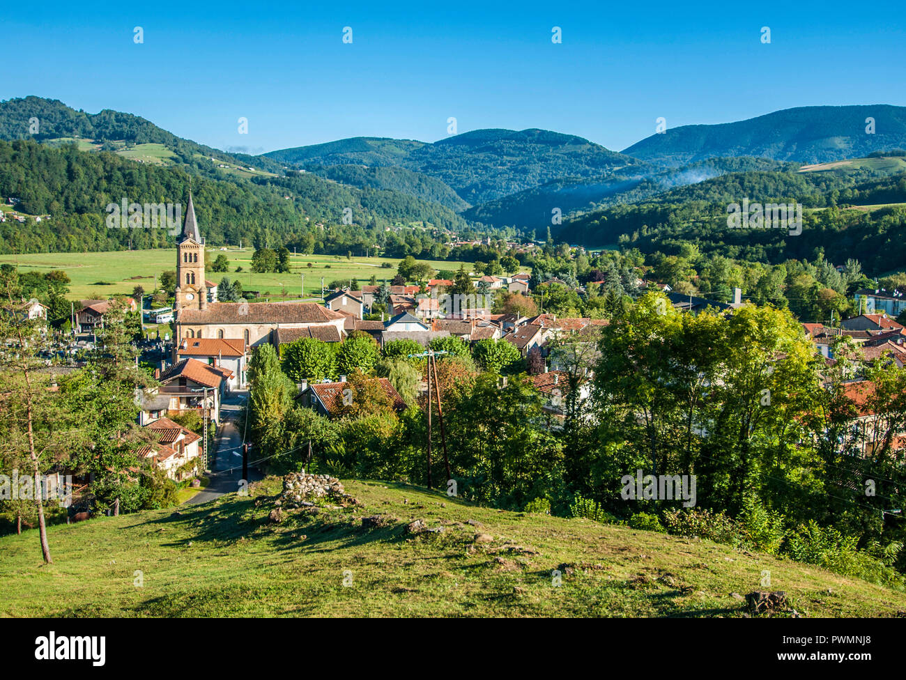 France, Pyrenees Ariegeoises Regional nature Park, Garbet Valley, Oust ...