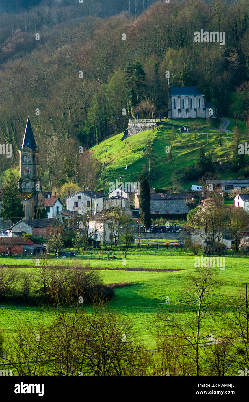 France, Pyrenees Ariegeoises Regional nature Park, Garbet Valley, Oust ...