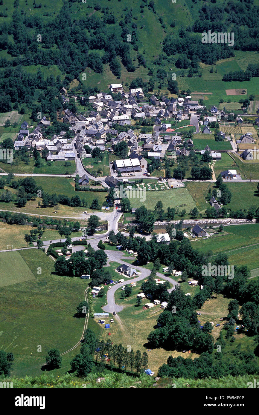 France, Hautes-Pyrenees, vallee d'Aure, semi-aerial view of ...
