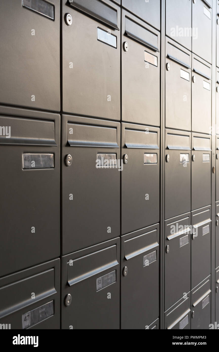 Letter boxes in a new building Stock Photo - Alamy
