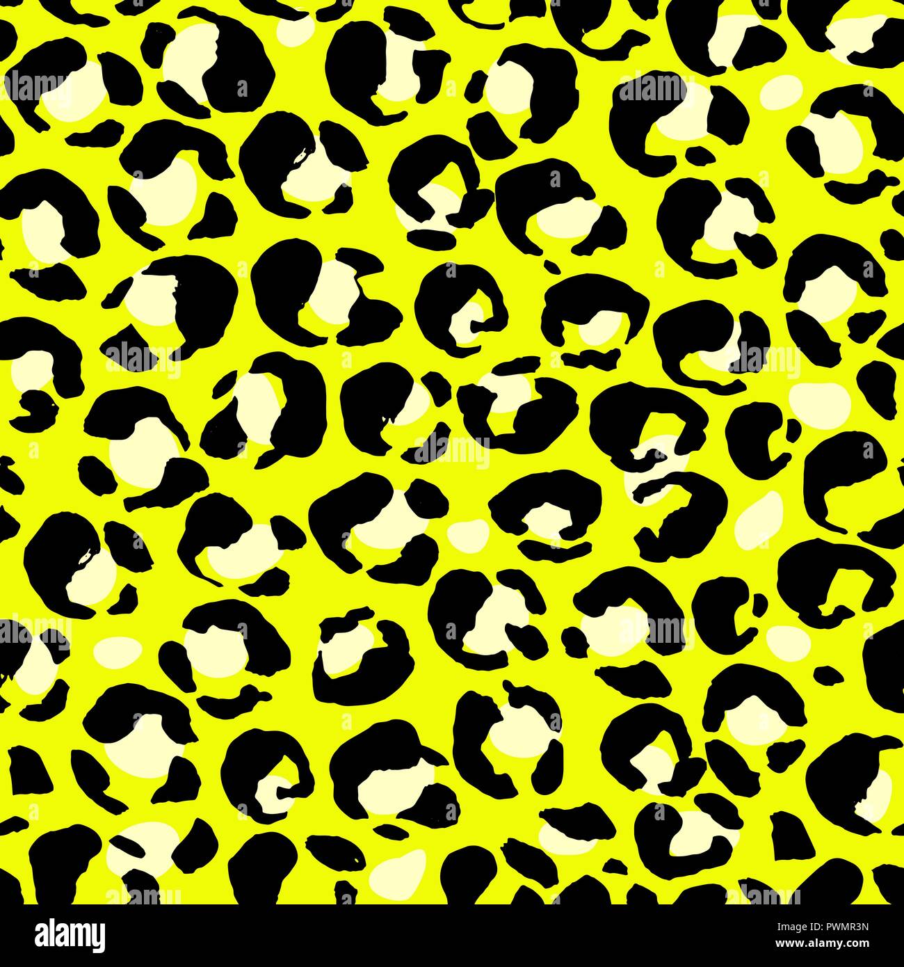 Vector illustration leopard print seamless pattern. Yellow hand drawn ...