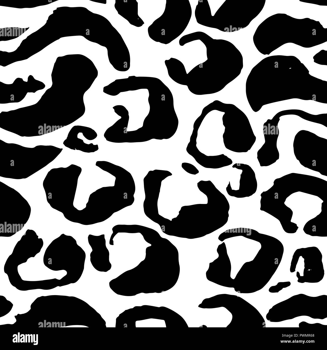 Seamless black and white leopard pattern. Animal skin grunge texture ...