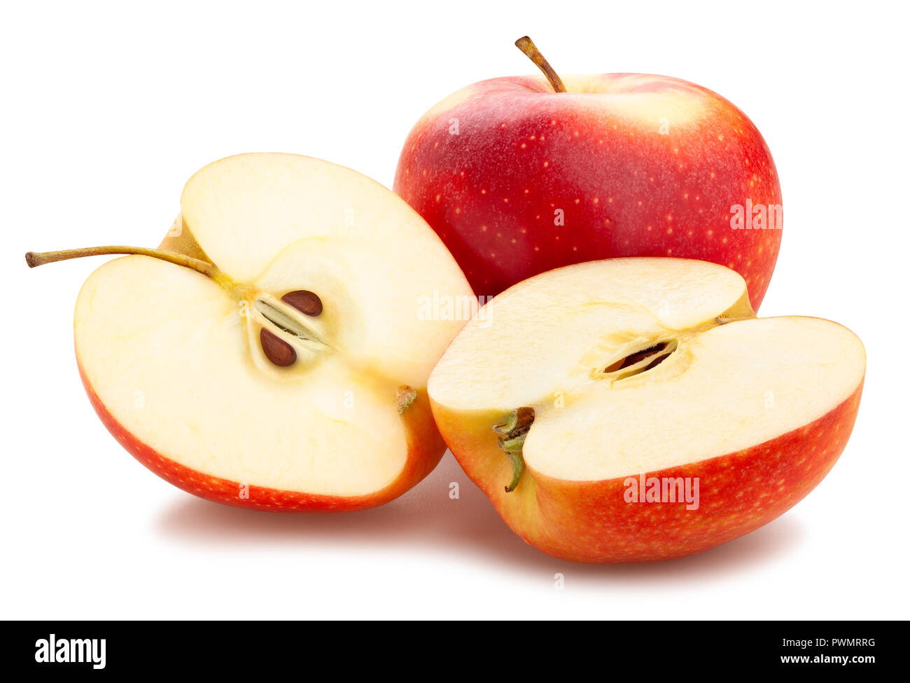 sliced red apples path isolated Stock Photo - Alamy