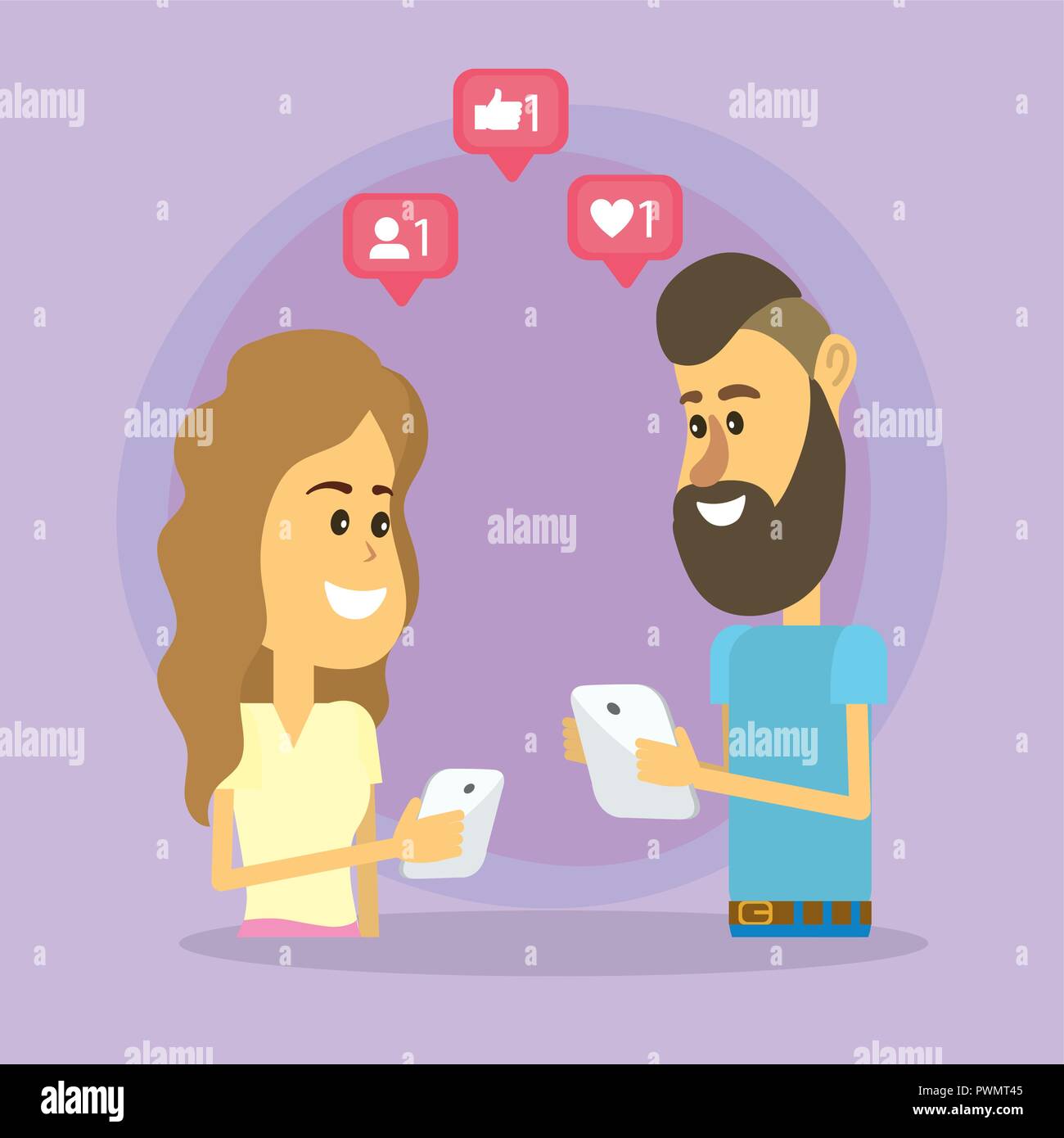 Couple on social networks Stock Vector Image & Art - Alamy