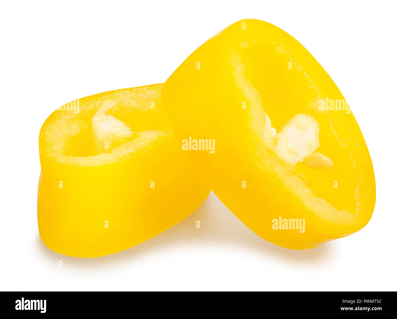 sliced yellow chilli pepper path isolated Stock Photo - Alamy