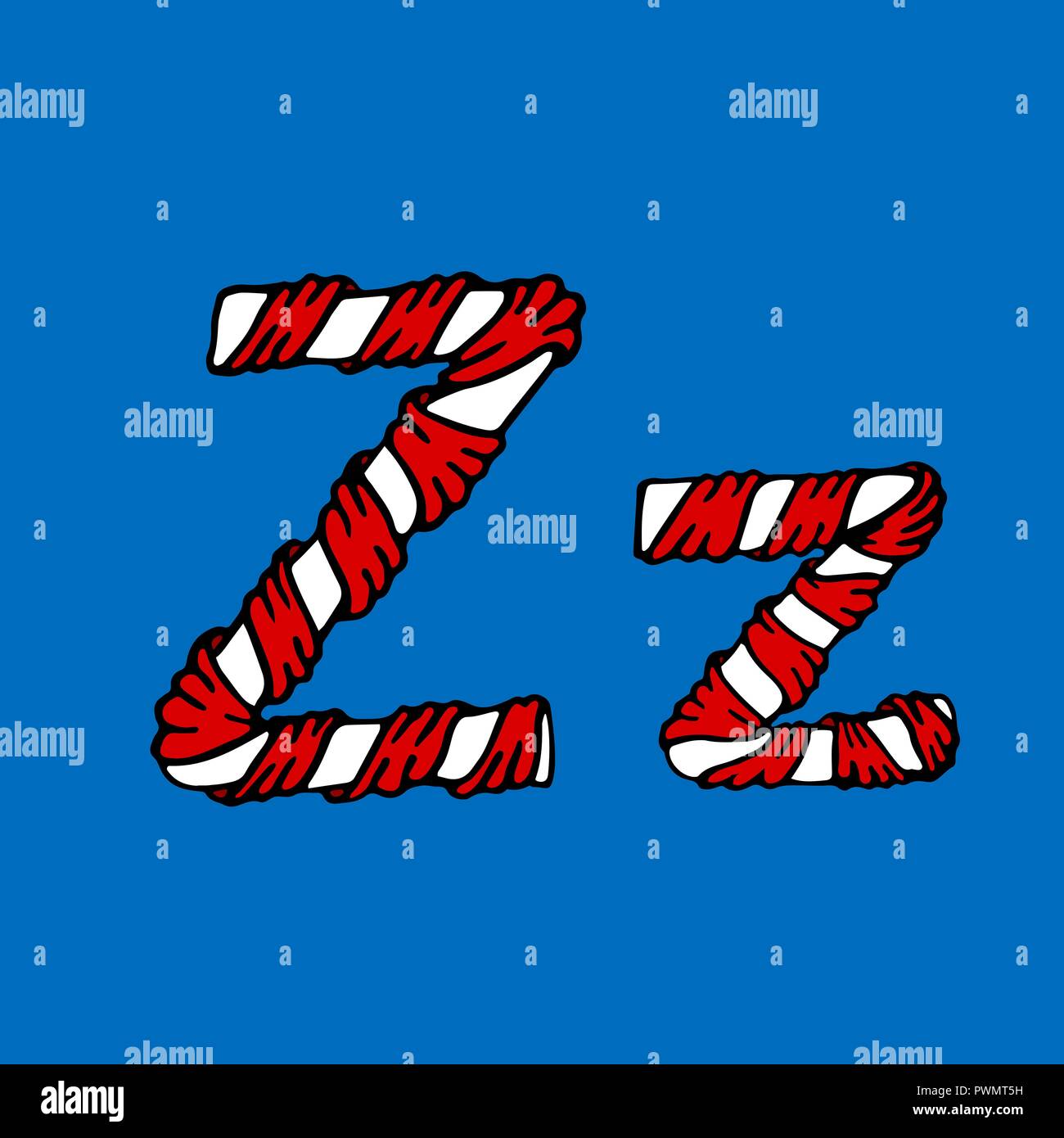 Wrapped in a ribbon letter Z. Blue and red letter. Vector illustration ...