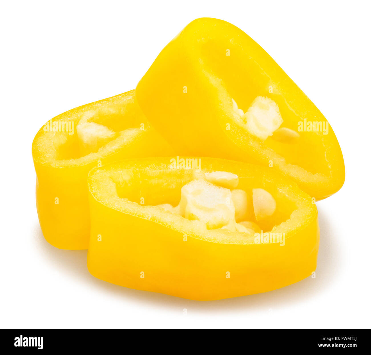 sliced yellow chilli pepper path isolated Stock Photo - Alamy