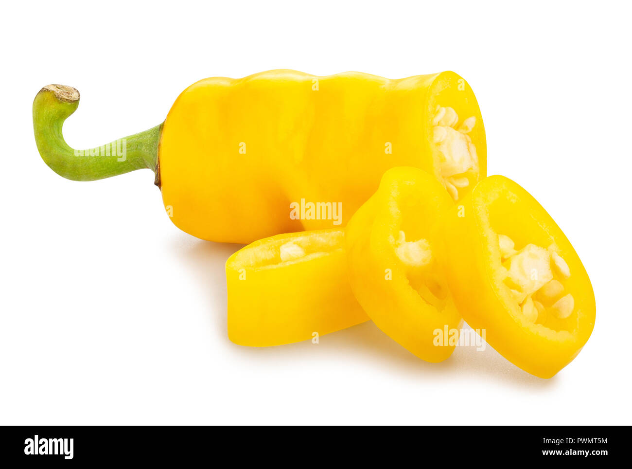 sliced yellow chilli pepper path isolated Stock Photo - Alamy