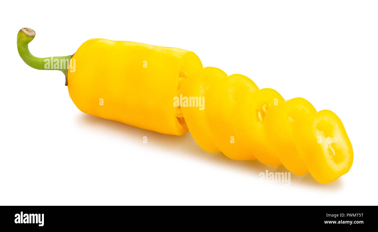 sliced yellow chilli pepper path isolated Stock Photo - Alamy