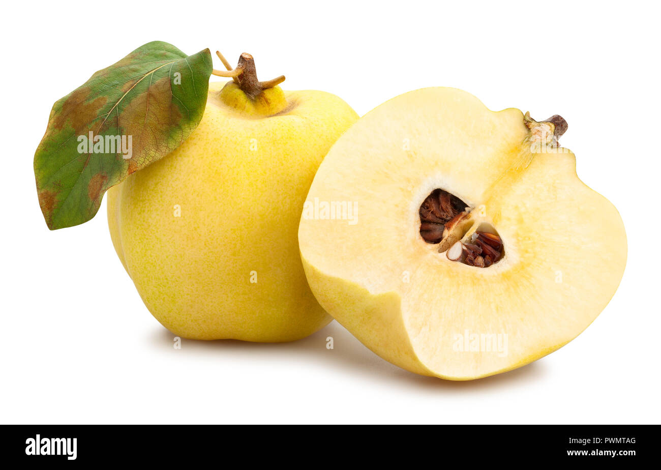 sliced quince path isolated Stock Photo - Alamy