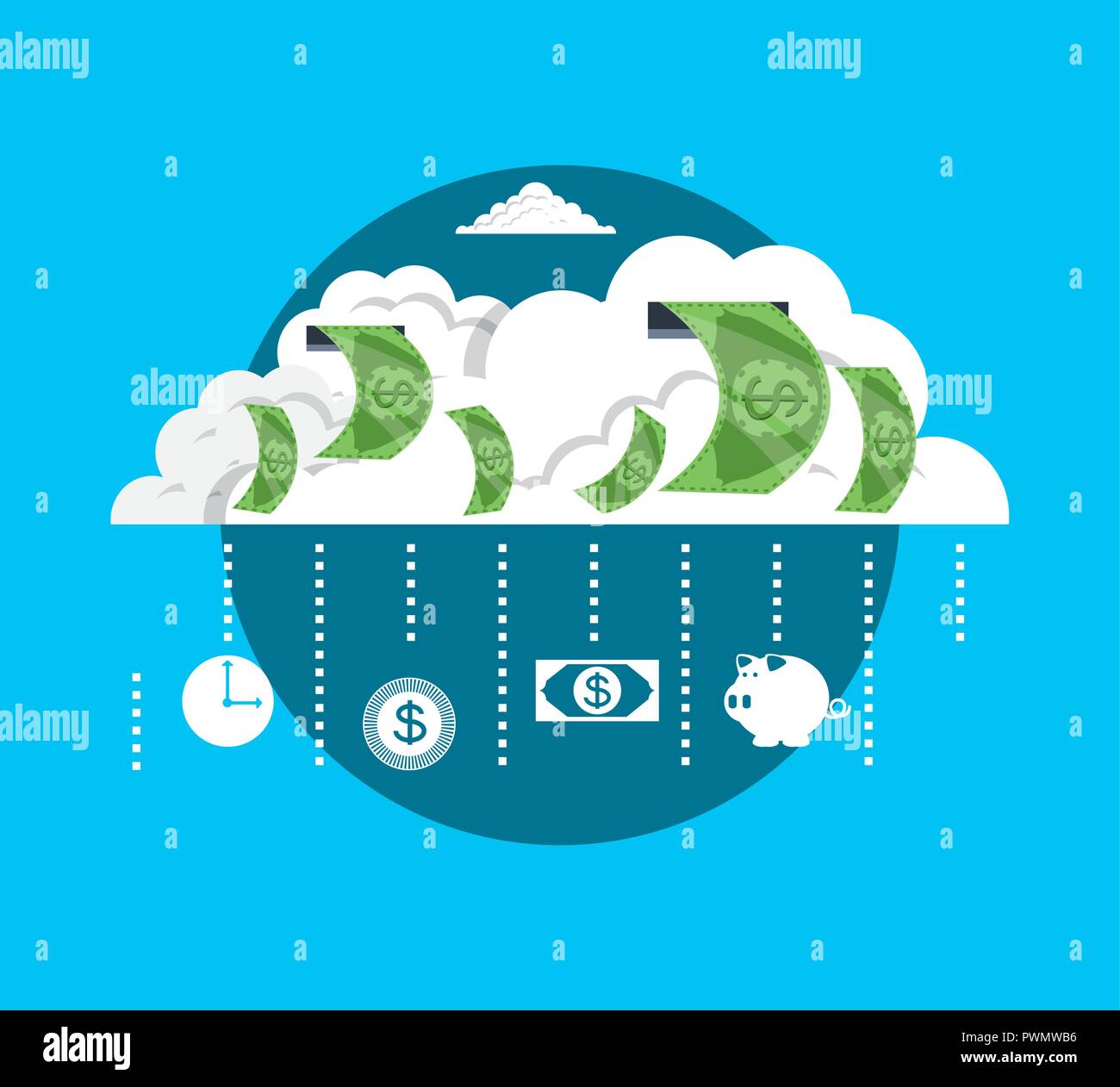 cloud with bill dollar money vector illustration design Stock Vector ...