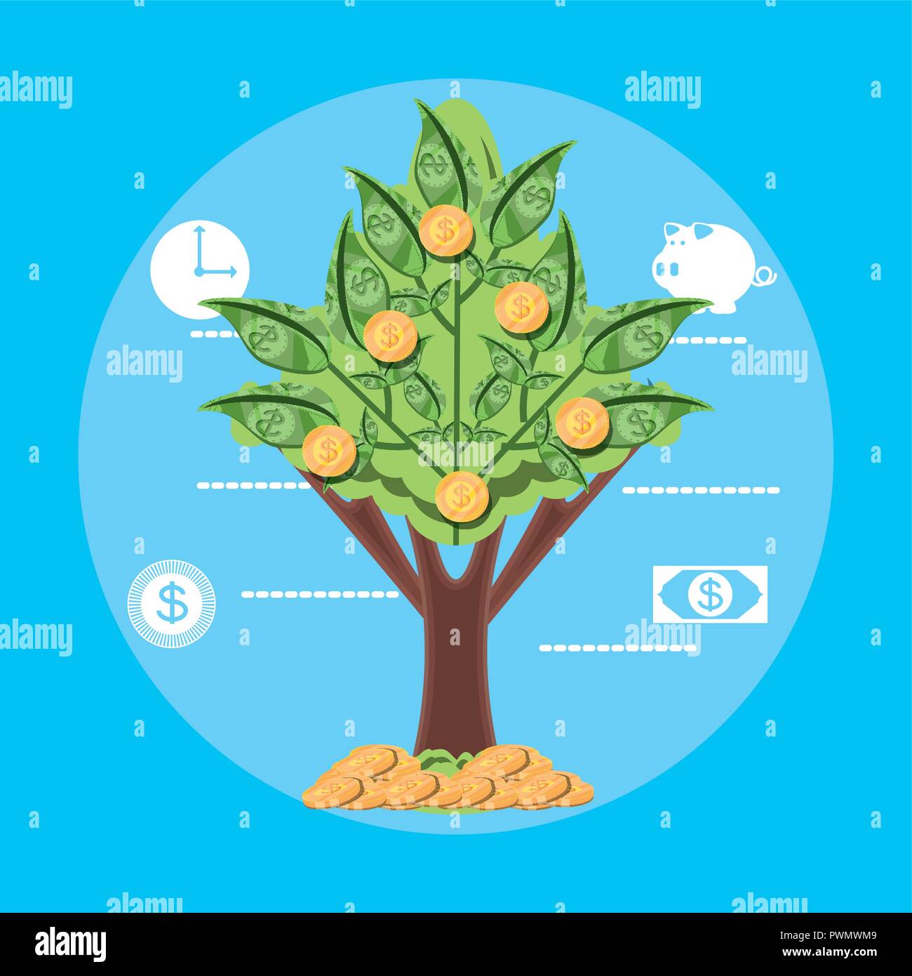 tree plant of bills dollar isolated icon vector illustration design ...