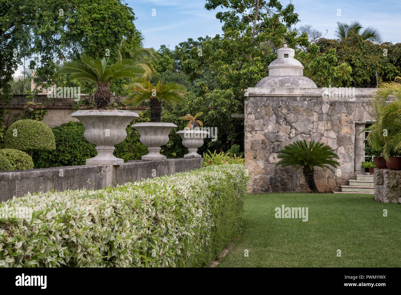 Mexican caribbean garden with temazcal, traditional mexican steam bath ...