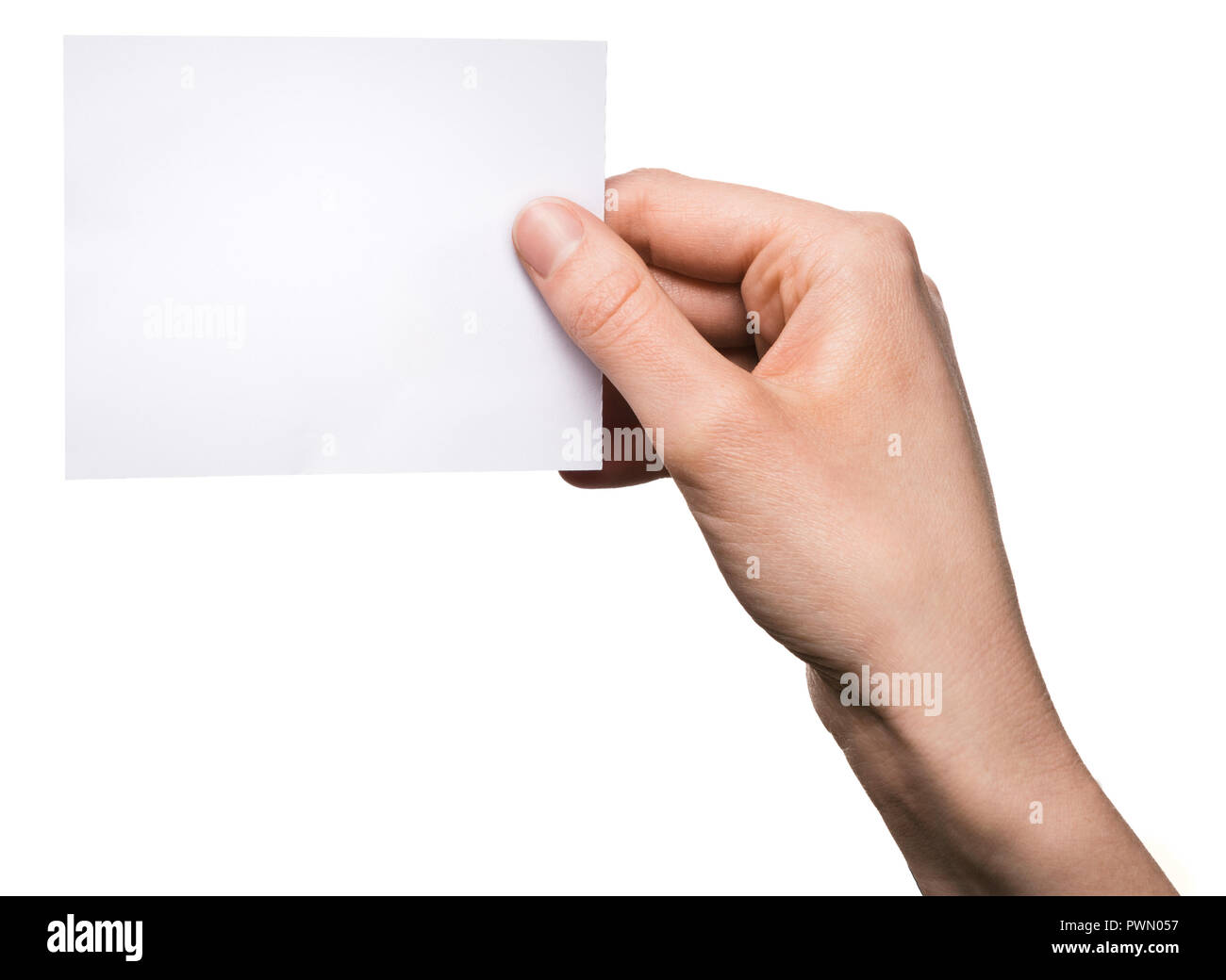 Hand holding a blank sheet of paper Stock Photo - Alamy