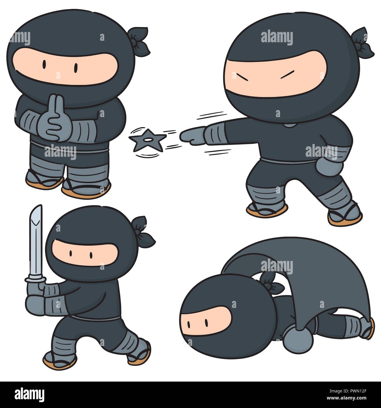 vector set of ninja Stock Vector Image & Art - Alamy