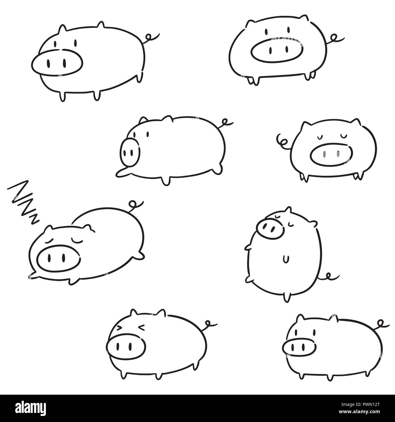 Hand drawn pig pork Black and White Stock Photos & Images - Alamy