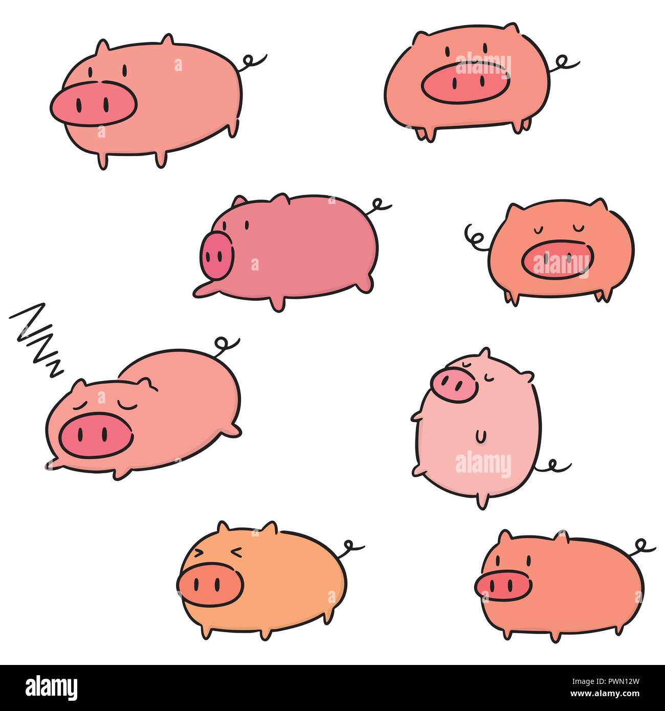 Cute draw pork cartoon hi-res stock photography and images - Alamy