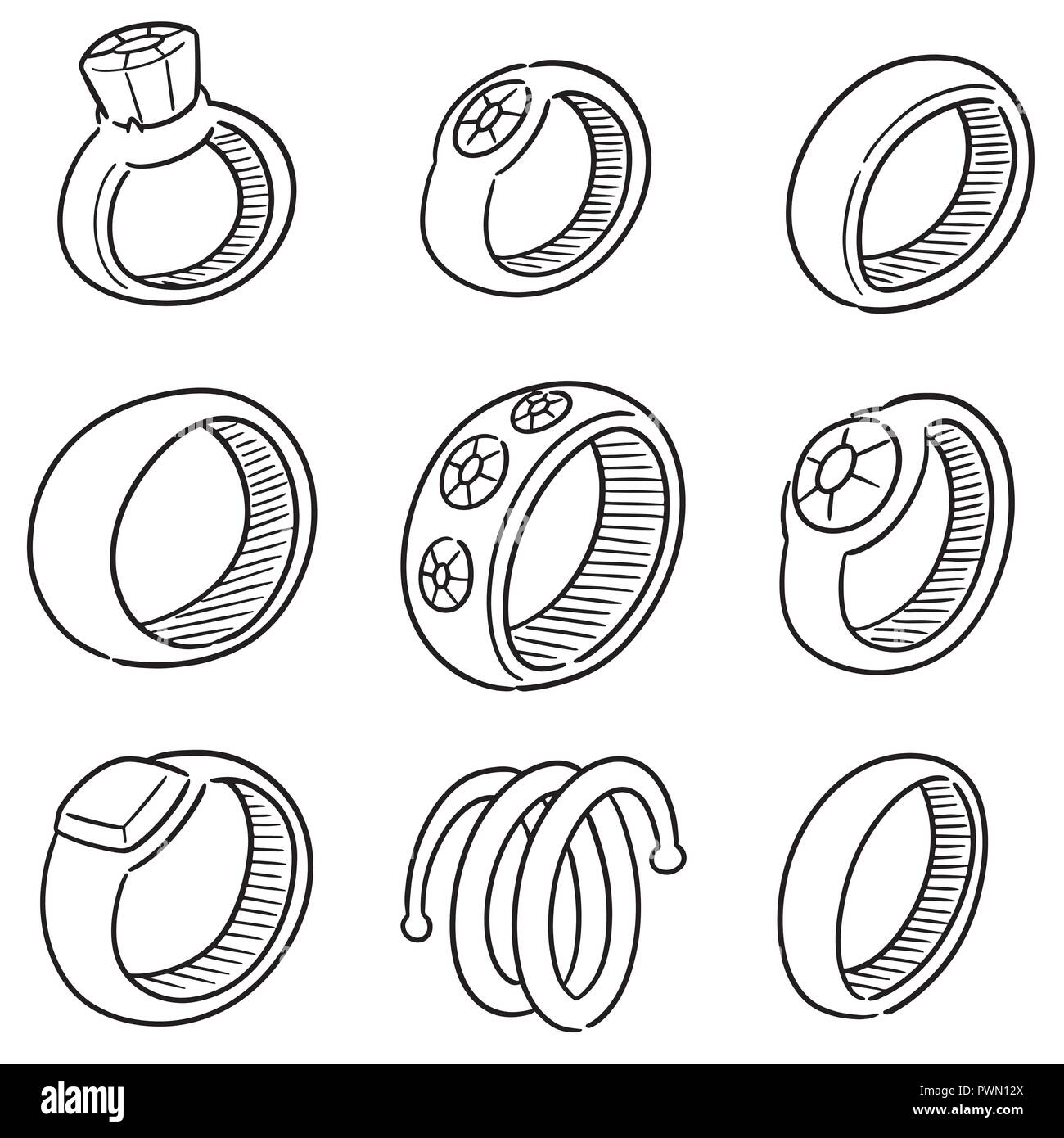 vector set of wedding ring Stock Vector Image & Art - Alamy