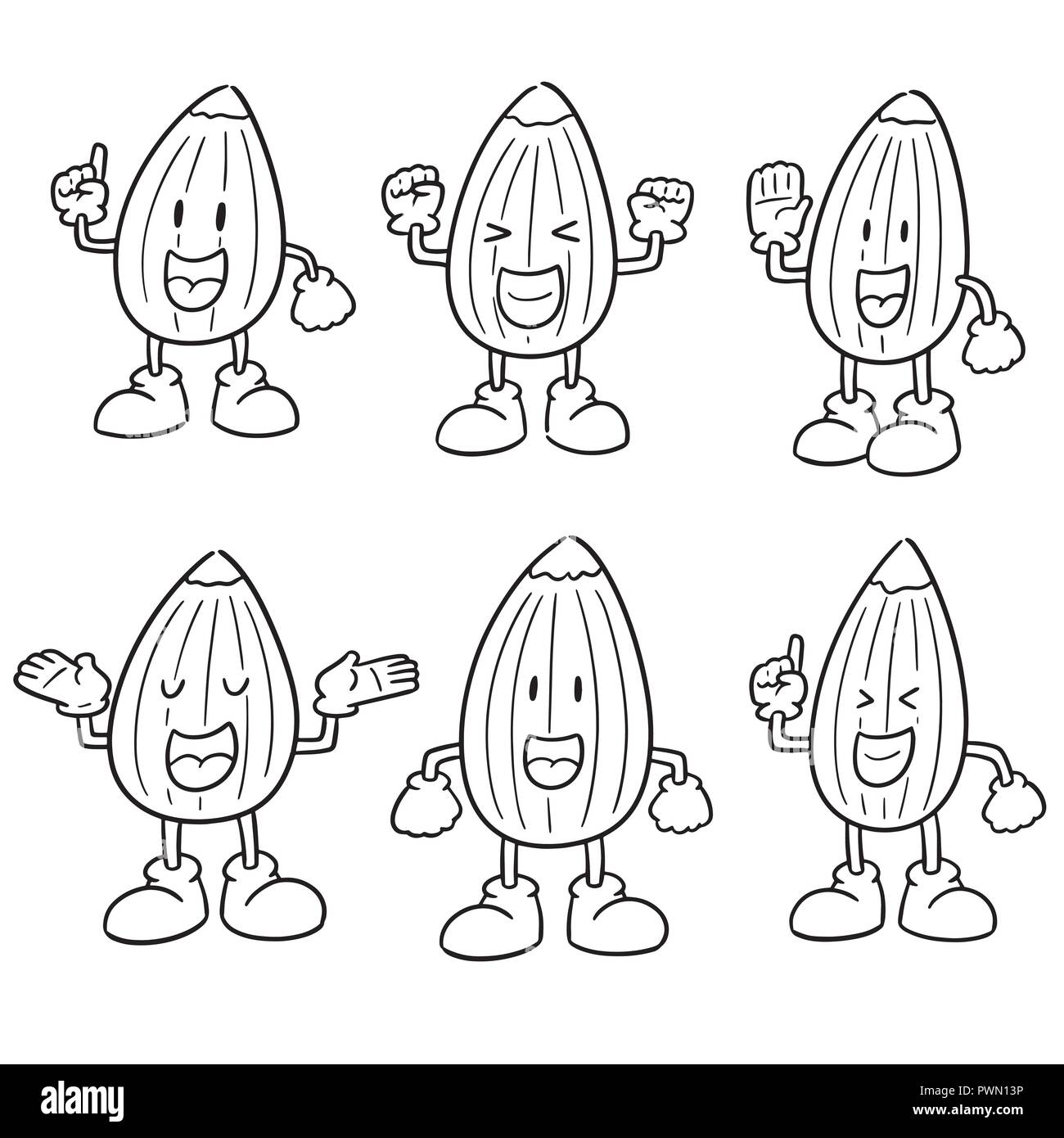 vector set of almond cartoon Stock Vector Image & Art - Alamy