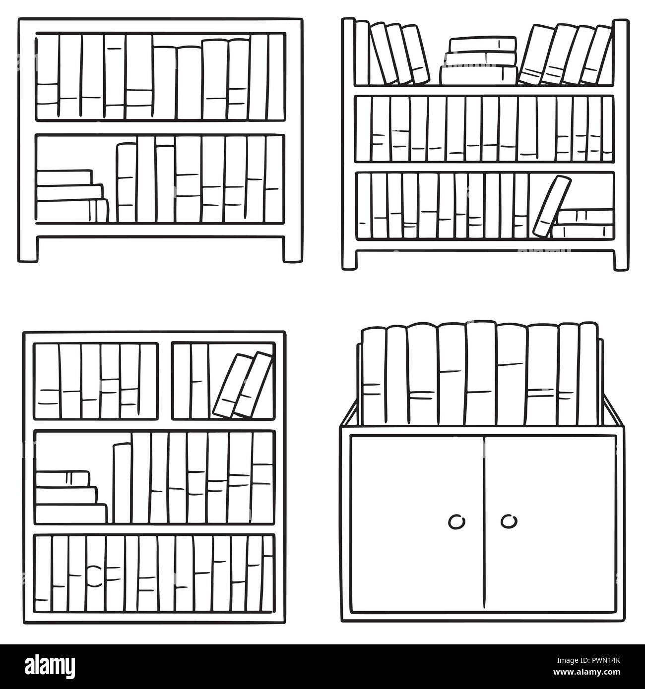 Vintage bookshelf Black and White Stock Photos & Images - Alamy