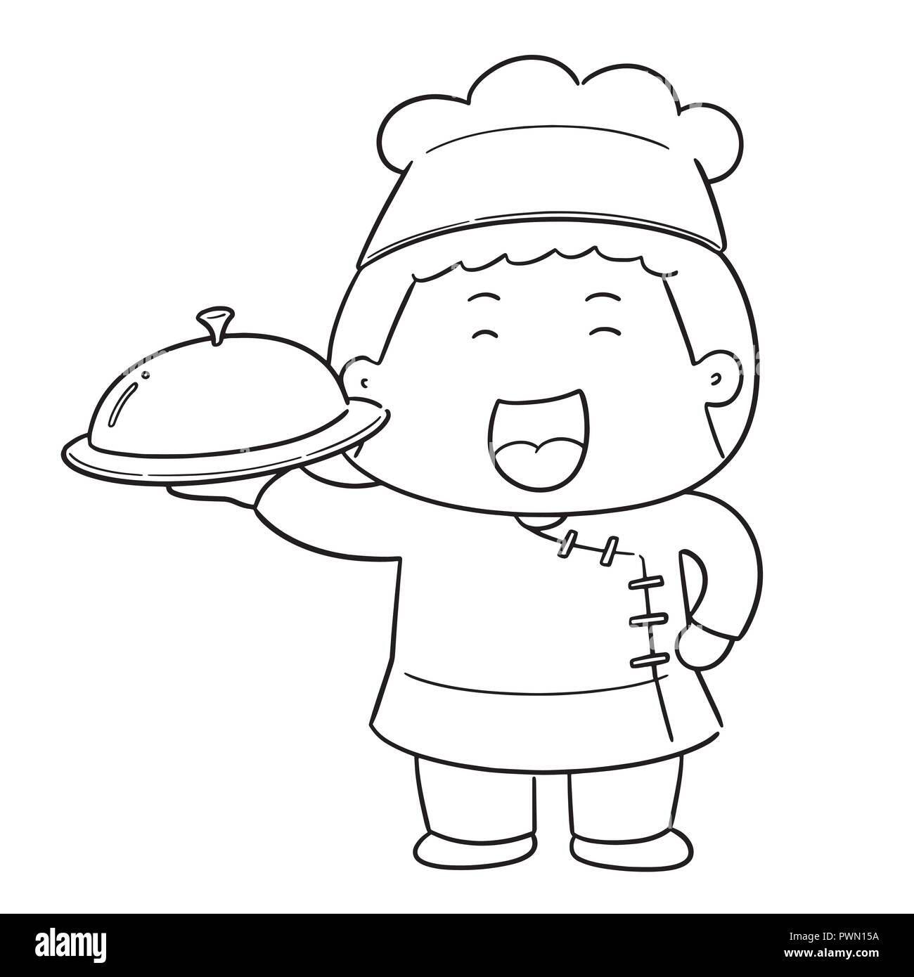 Chef Cook Doodle Illustration Black and White Stock Photos & Images - Alamy