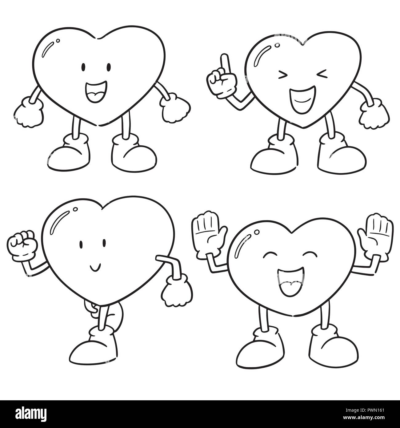 vector set of heart cartoon Stock Vector Image & Art - Alamy