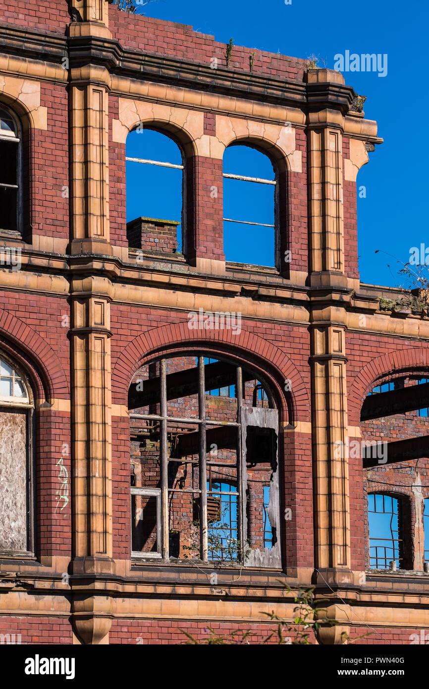 Derelict fire damaged factory at Eastside Locks, Birmingham, West ...
