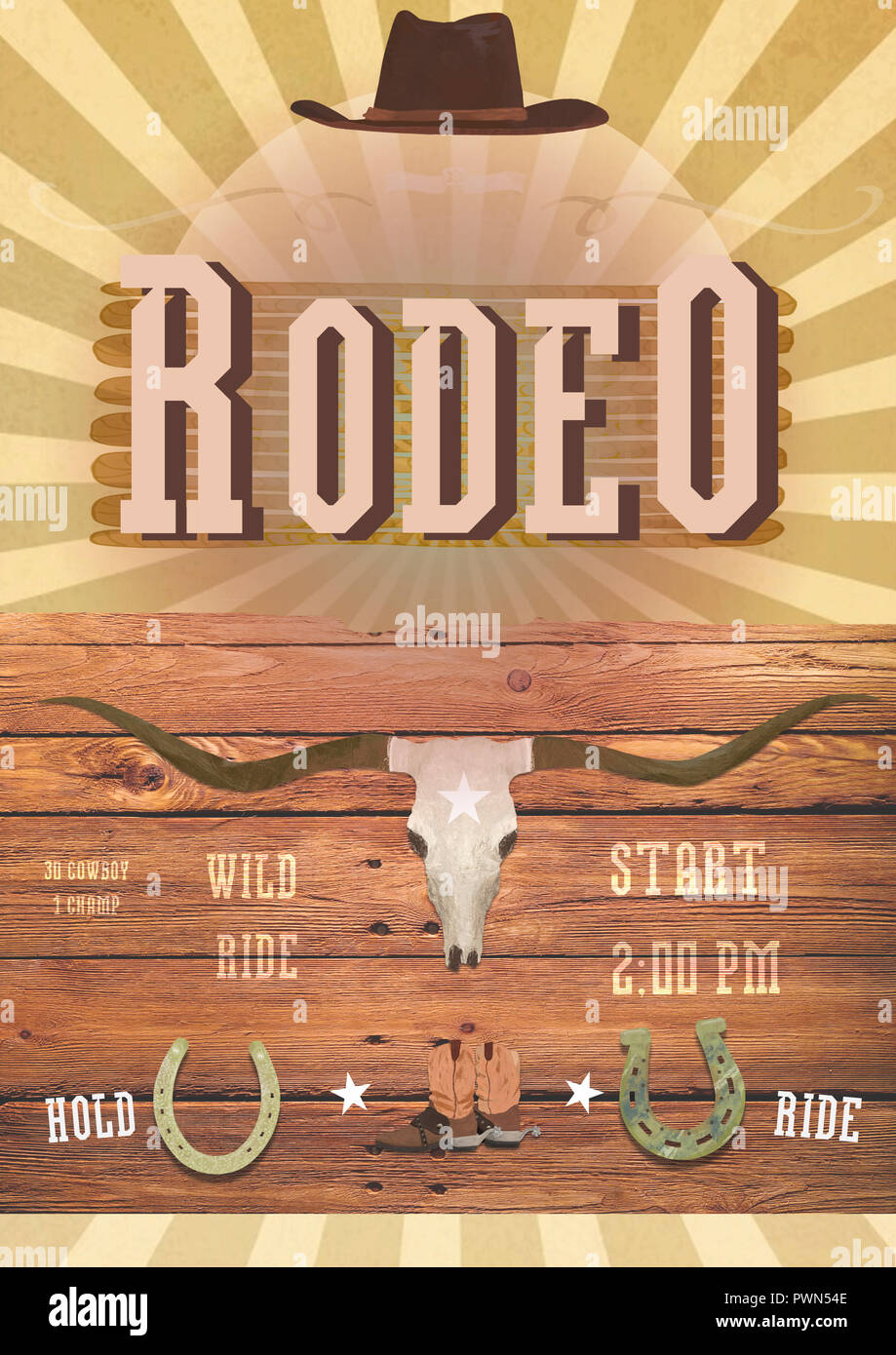 Rodeo or Wild West theme party. Banner, flayer western card Stock Photo ...