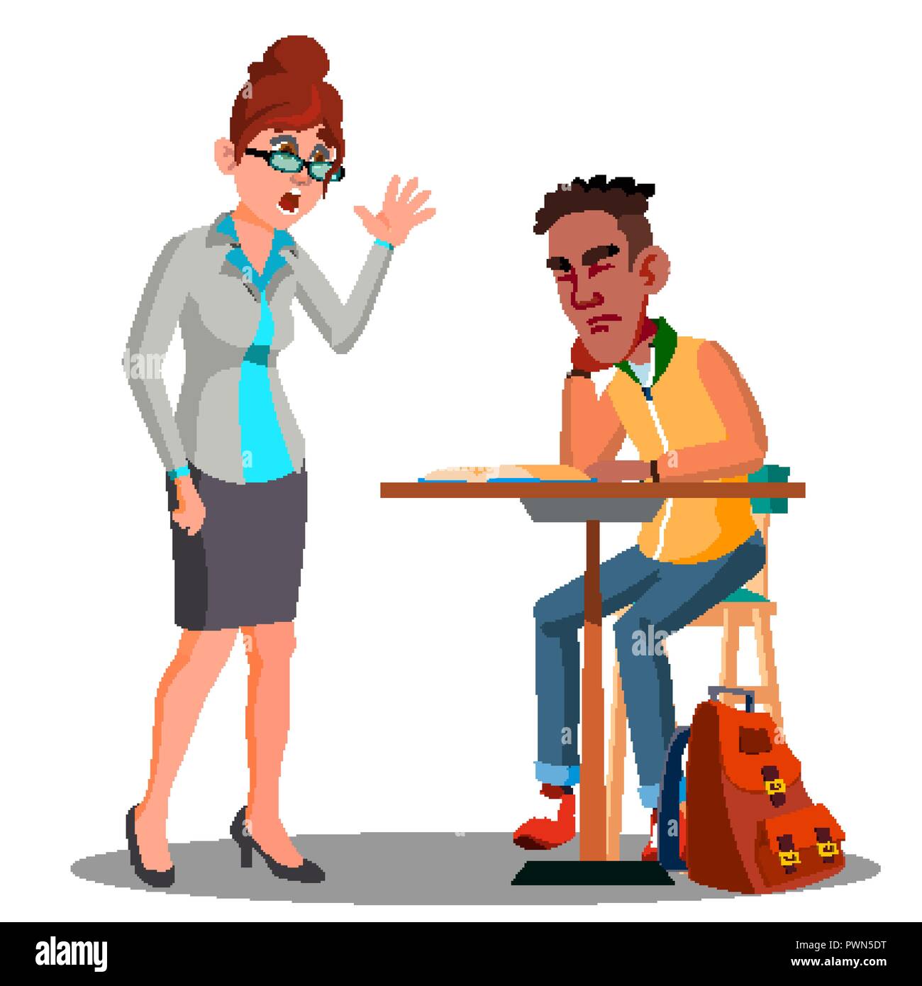 Teen boy angry female teacher hi-res stock photography and images - Alamy