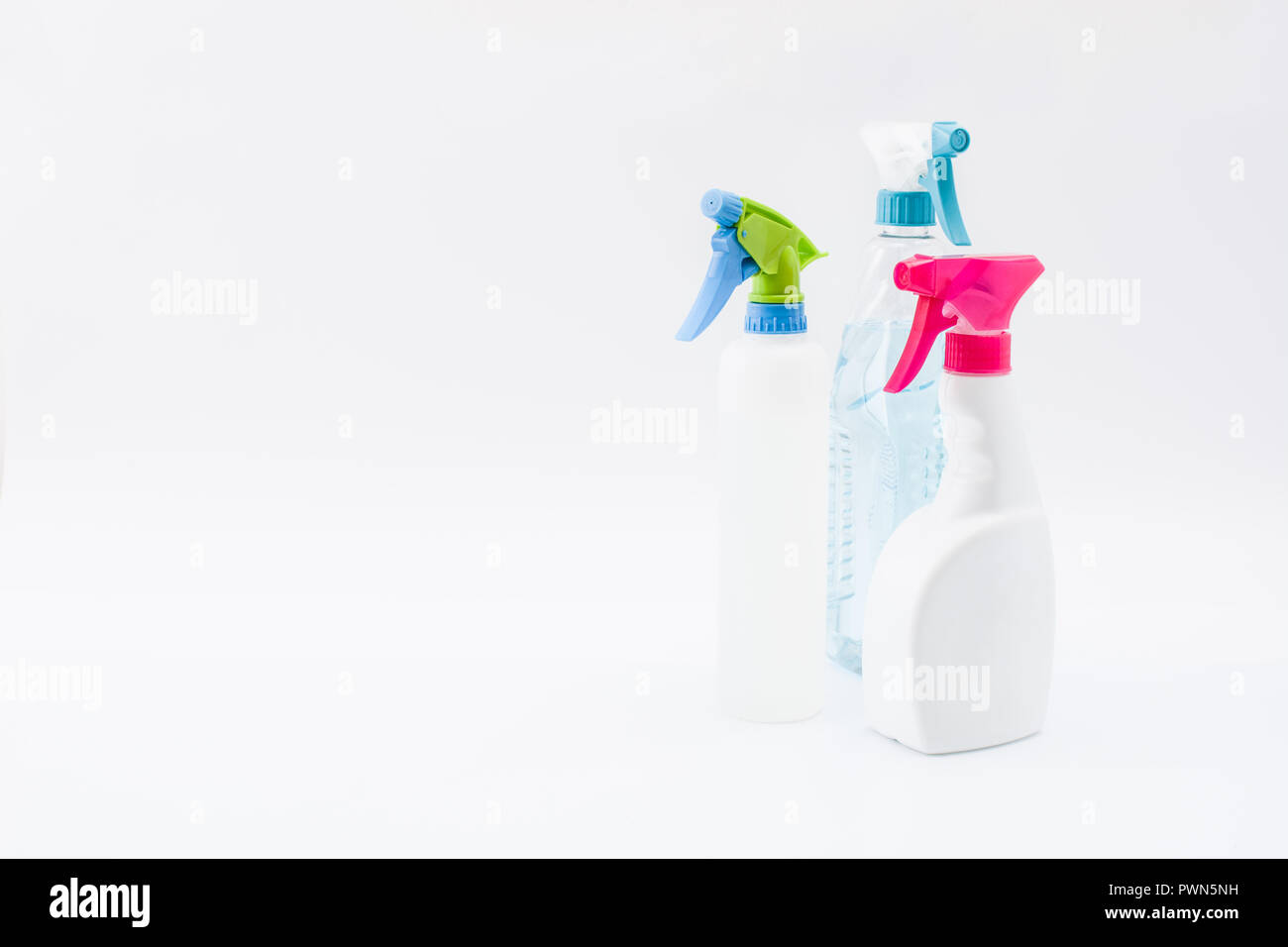 Cleaning spray products isolated. Copyspace Stock Photo - Alamy