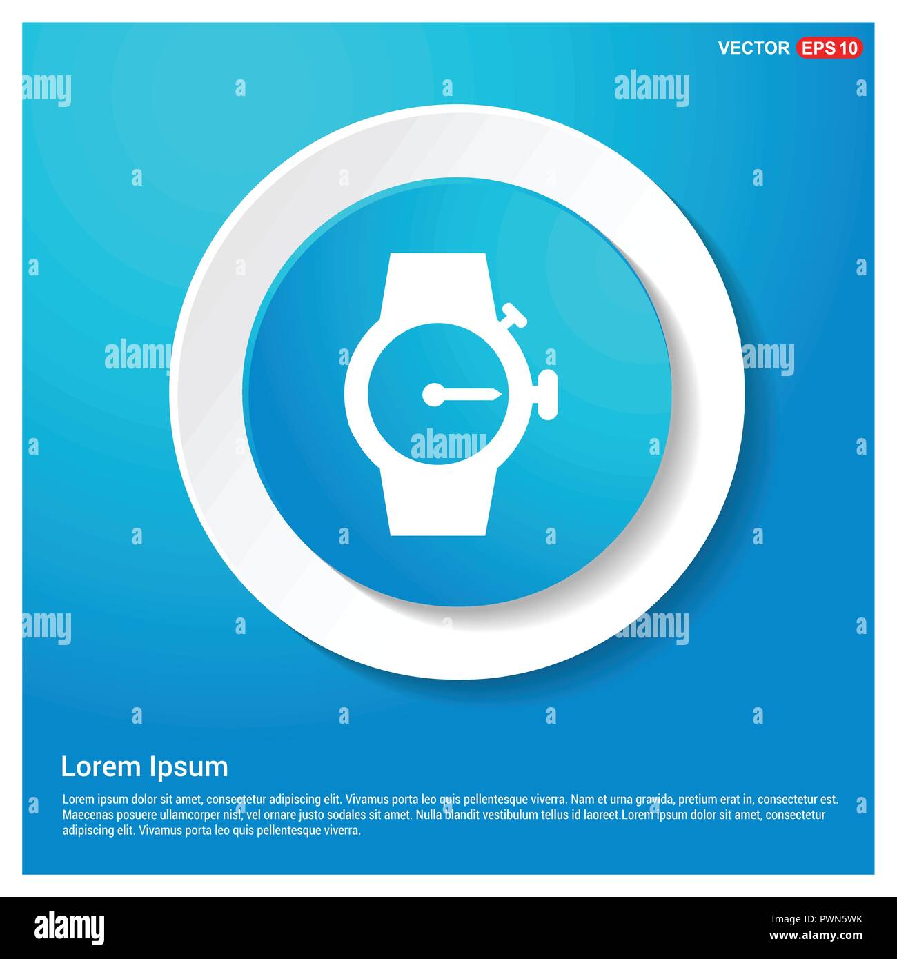 Wrist Watch Icon Abstract Blue Web Sticker Button - Free vector icon ...