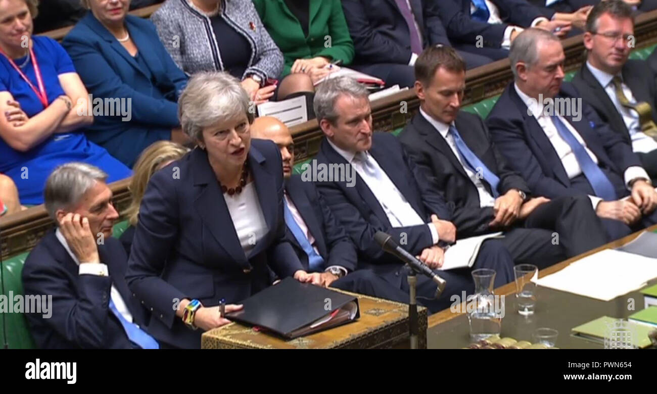 Prime Minister Theresa May speaks during Prime Minister's Questions in ...