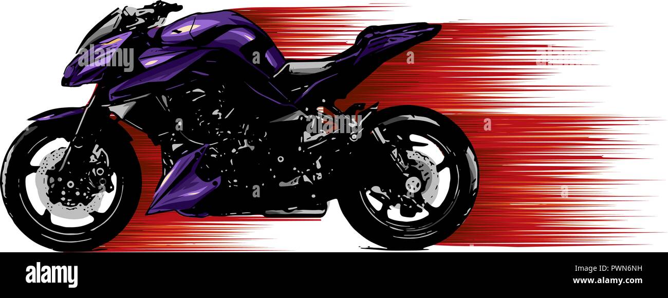 Artistic stylized motorcycle racer in motion. Vector illustration Stock ...