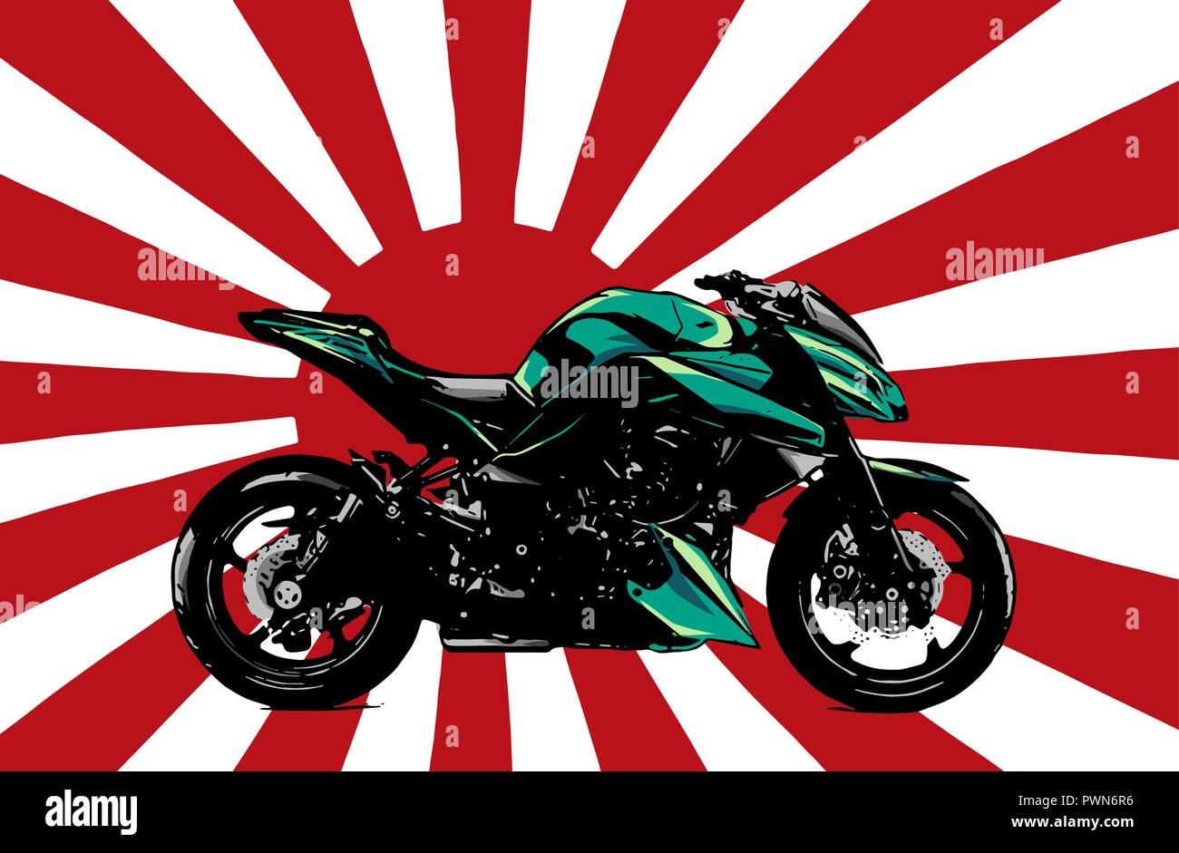 Artistic stylized motorcycle racer in motion. Vector illustration Stock ...