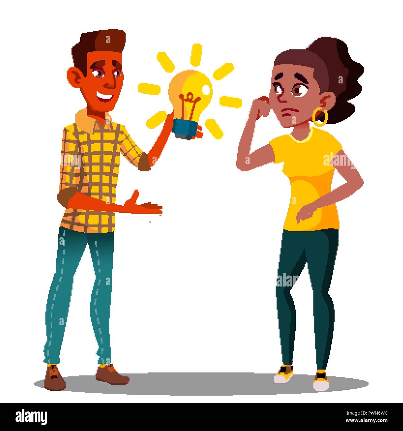 Submit An Idea, One Student Pulls A Glowing Light Bulb To Another ...