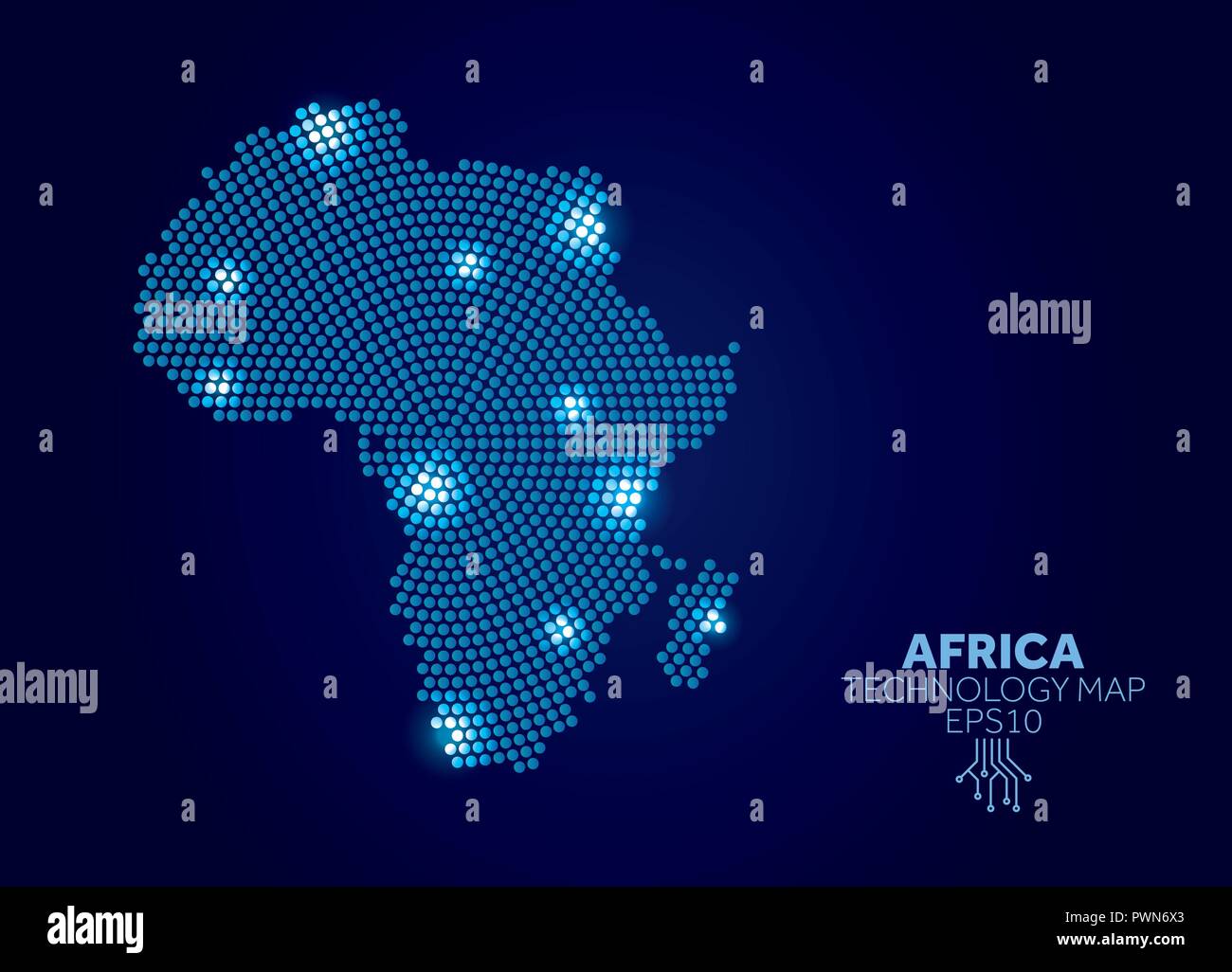 Africa dotted technology map. Modern data communication concept Stock ...